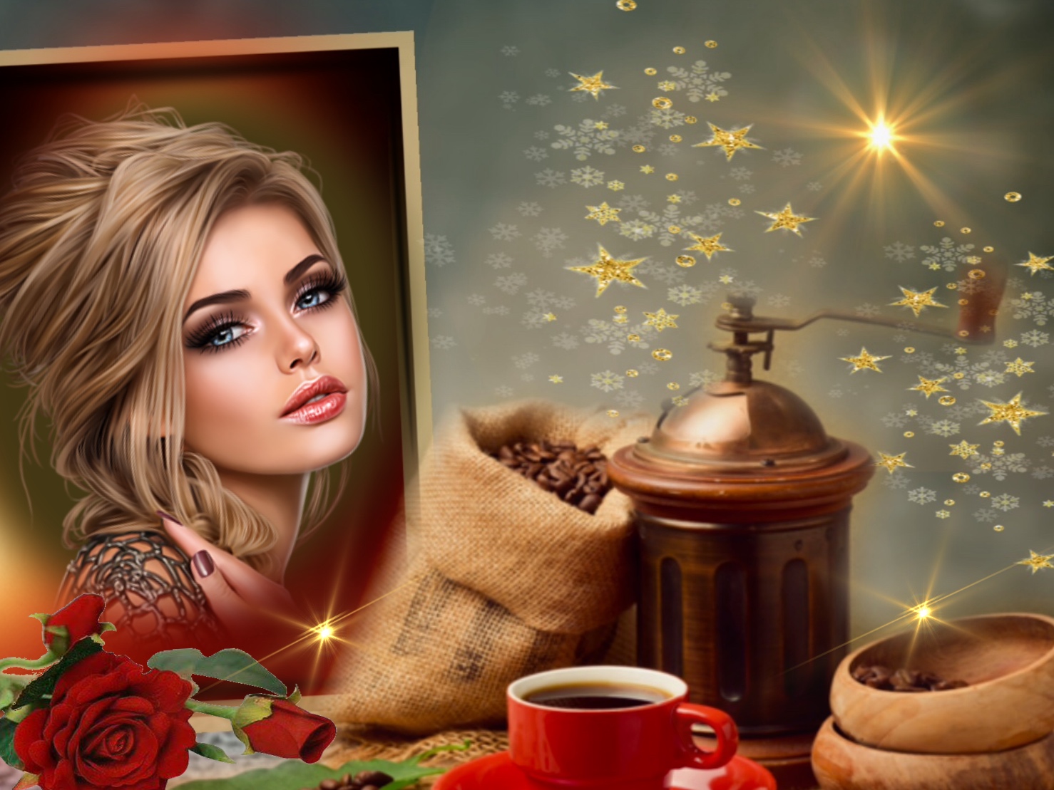 Wienie Coppen's Love romance - coffee frame portrait - coffee frame ...