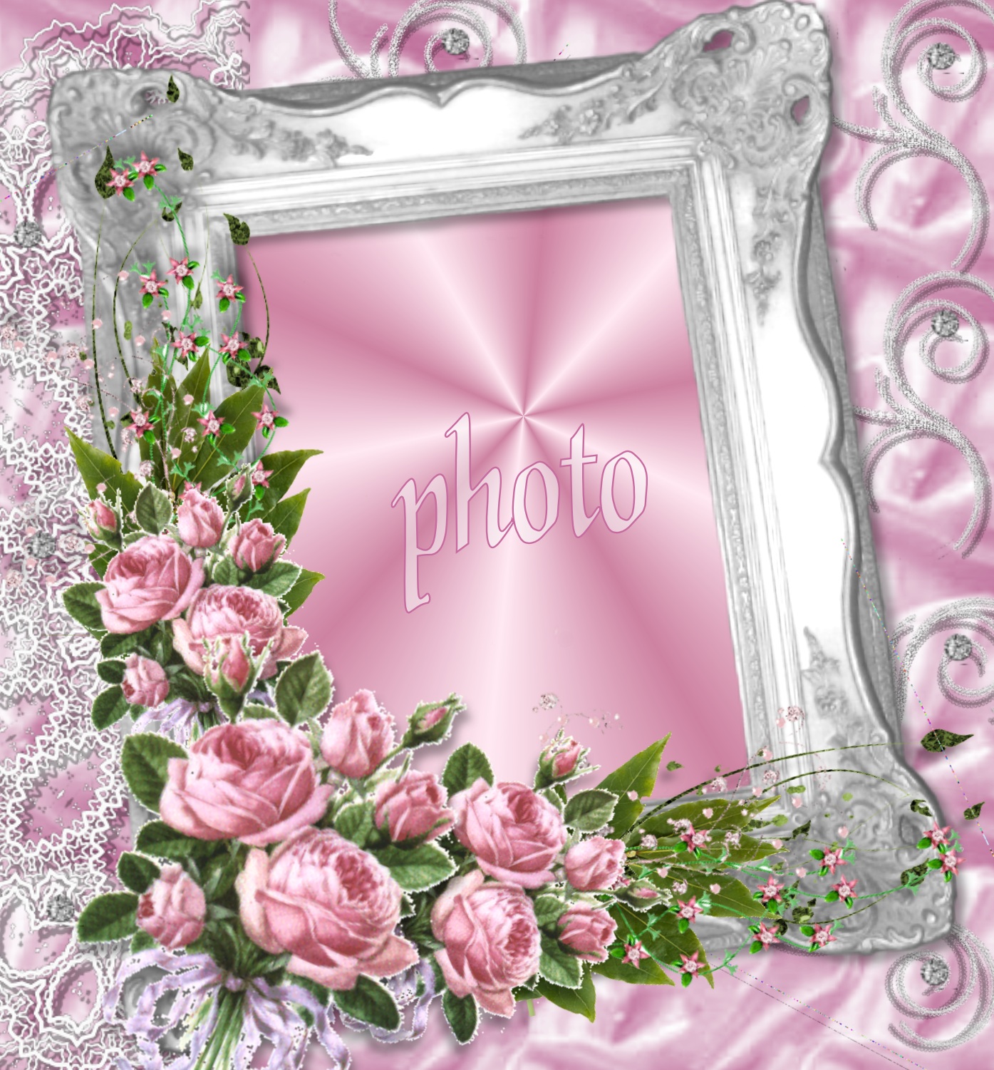 marycarmenkim's Picture Frames - 2009 May - Silver frame w/pink roses ...