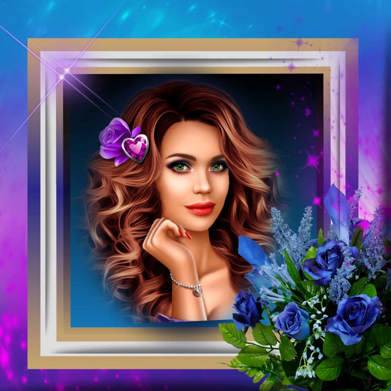 Wienie Coppen's Love romance - colourful frame portrait - colourful ...