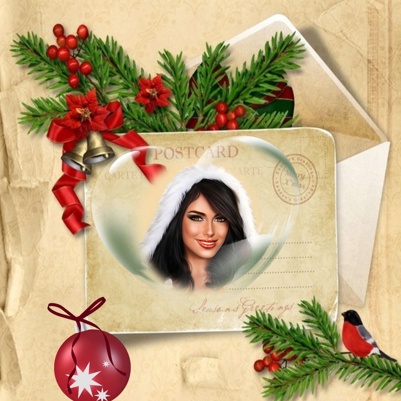 It'sMichelle's CHRISTMAS FRAMES - Christmas Postcard Christmas Happy ...