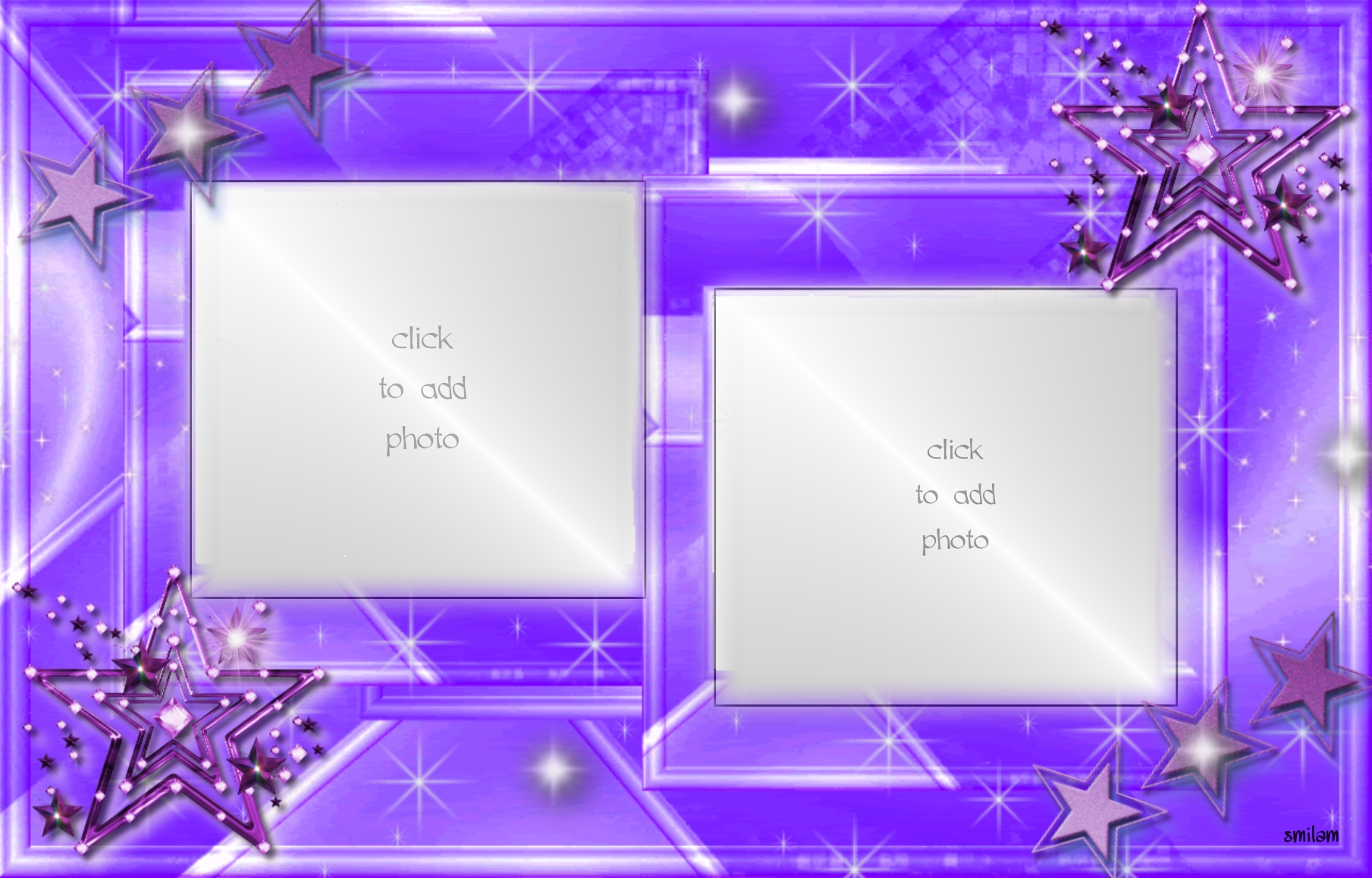 smilam's Photo Album Frames - Purple Stars Sparkle Frame Purple double frame, stars, - Purple ...
