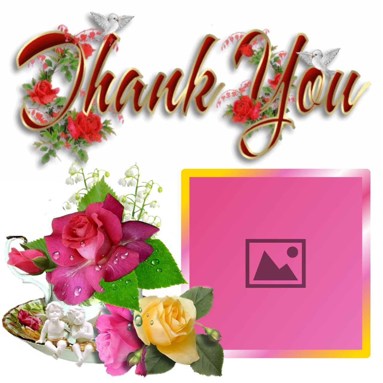 Sinnlichs Thank You Frames 2022 Gold Angel Sinnlich Thank You Pink Roses Friends Gold