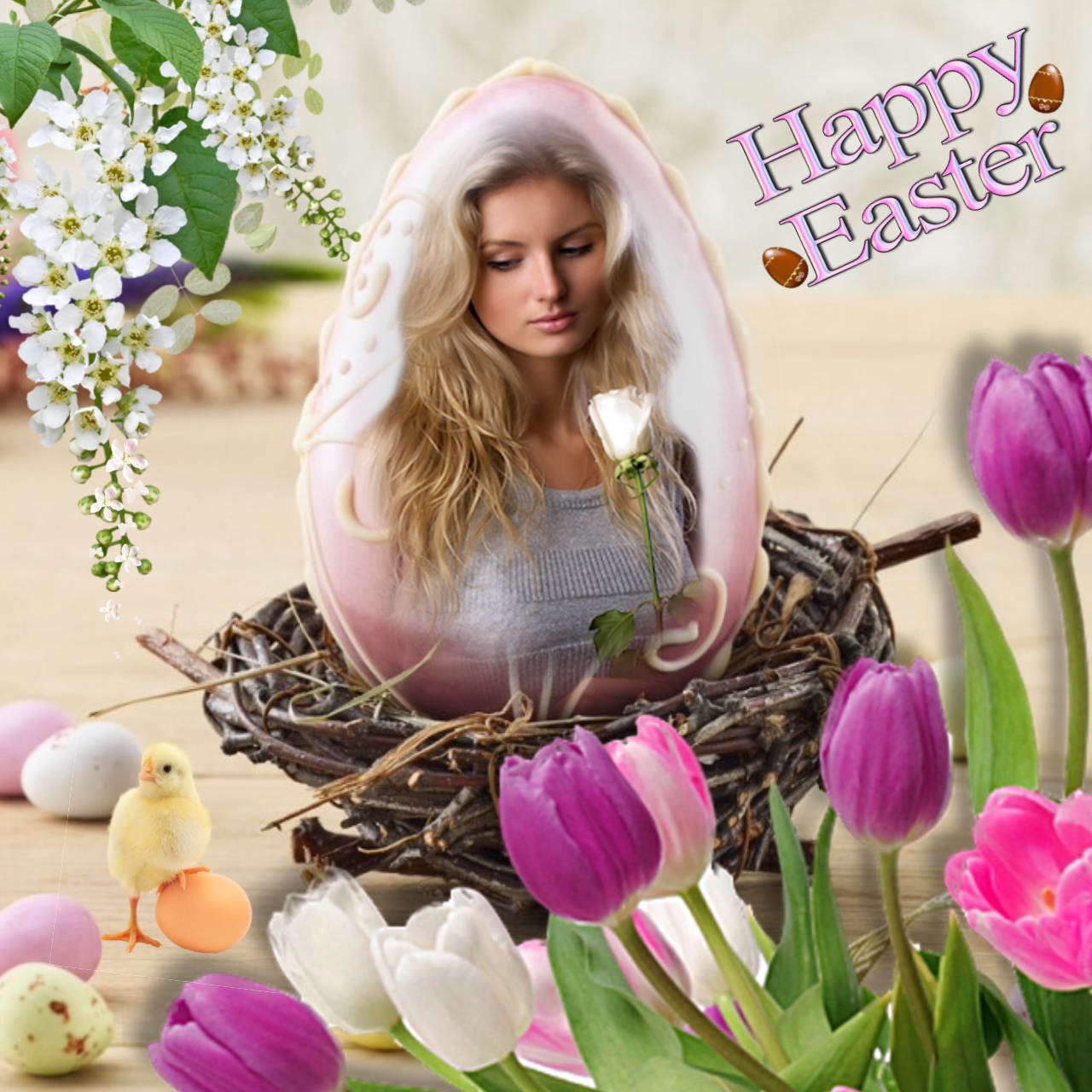 Wienie Coppen's Love romance - easter frame tulips - easter frame tulips