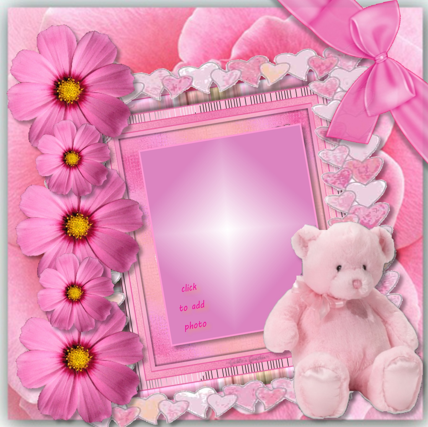 marialedesma1958's Girly Girl Frames - 2012 March - Pink Bear & Flowers ...