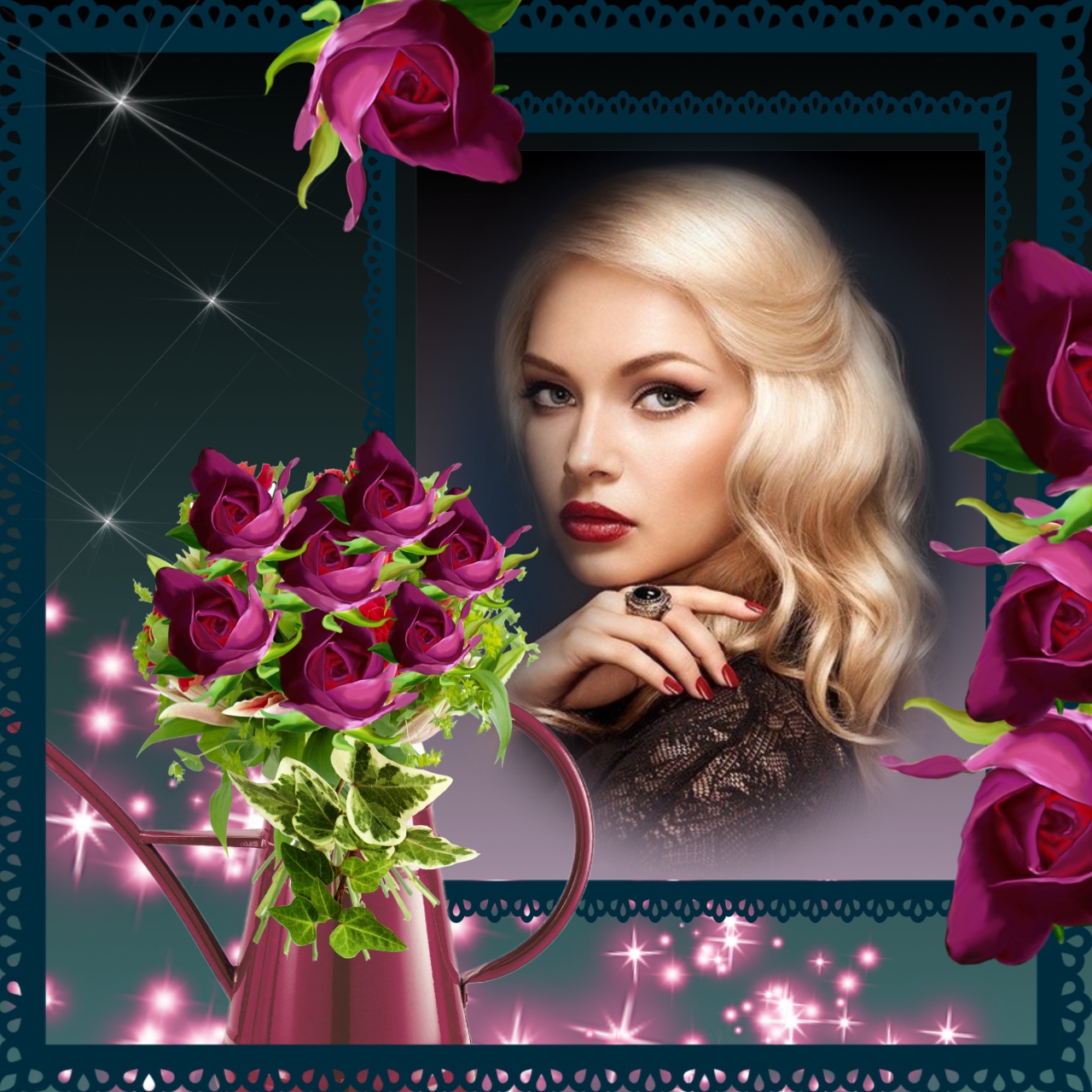 Wienie Coppen's Love romance - frame portrait roses - frame portrait roses