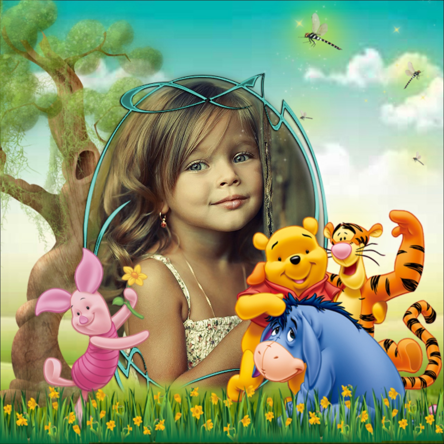 Nette's Cartoon Kids Frame🤡 - Pooh & Friends Kids Playing&Laughing Kids ...