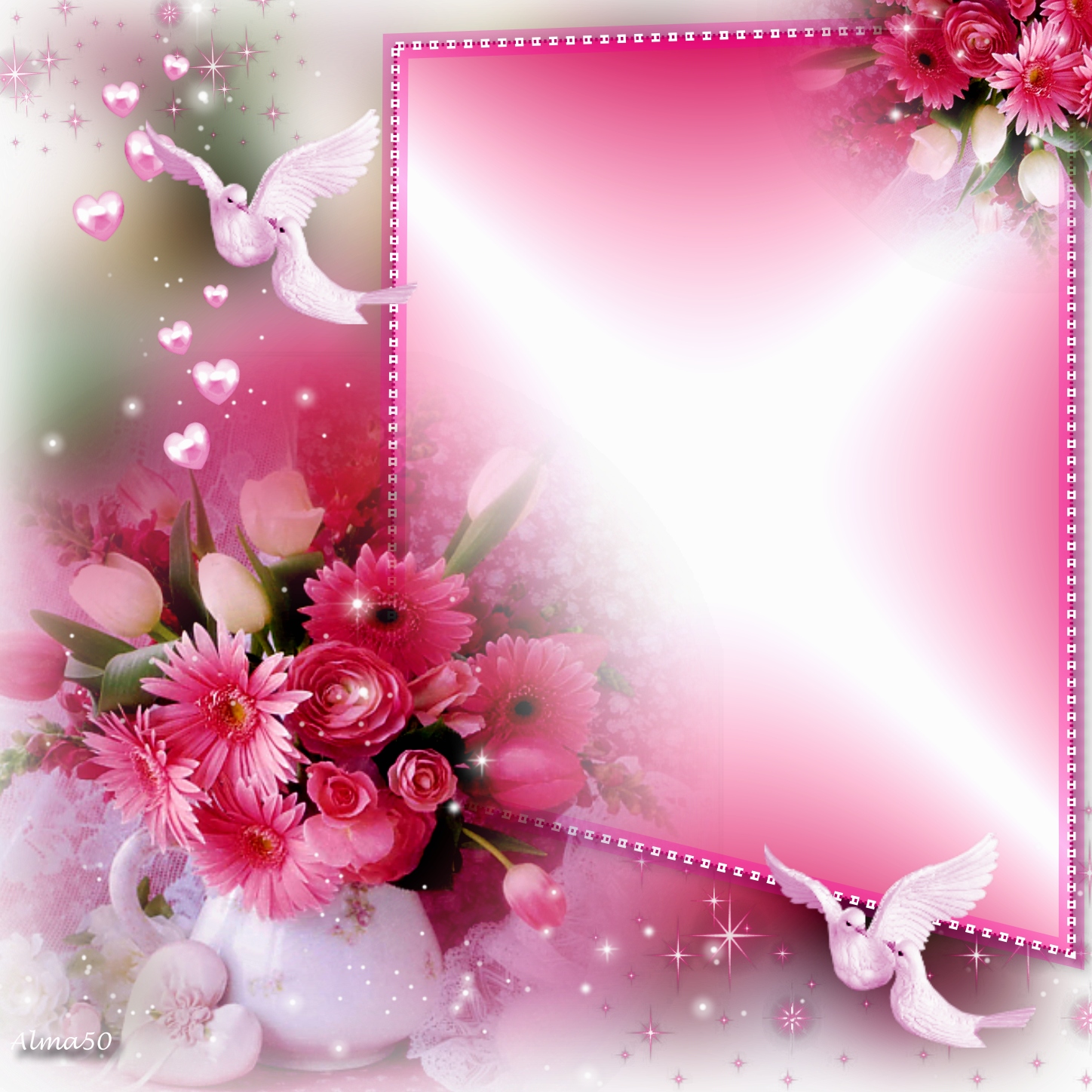 alma50's Greeting Frames - 2014 - 2014 - Floral Frame Alma50 greetings