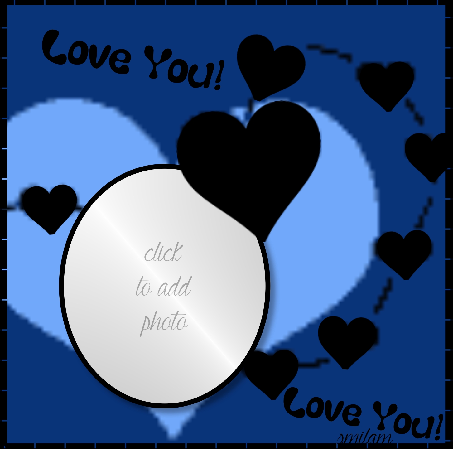 smilam's I Love You Frames - Black and blue hearts, Love You!, hearts ...