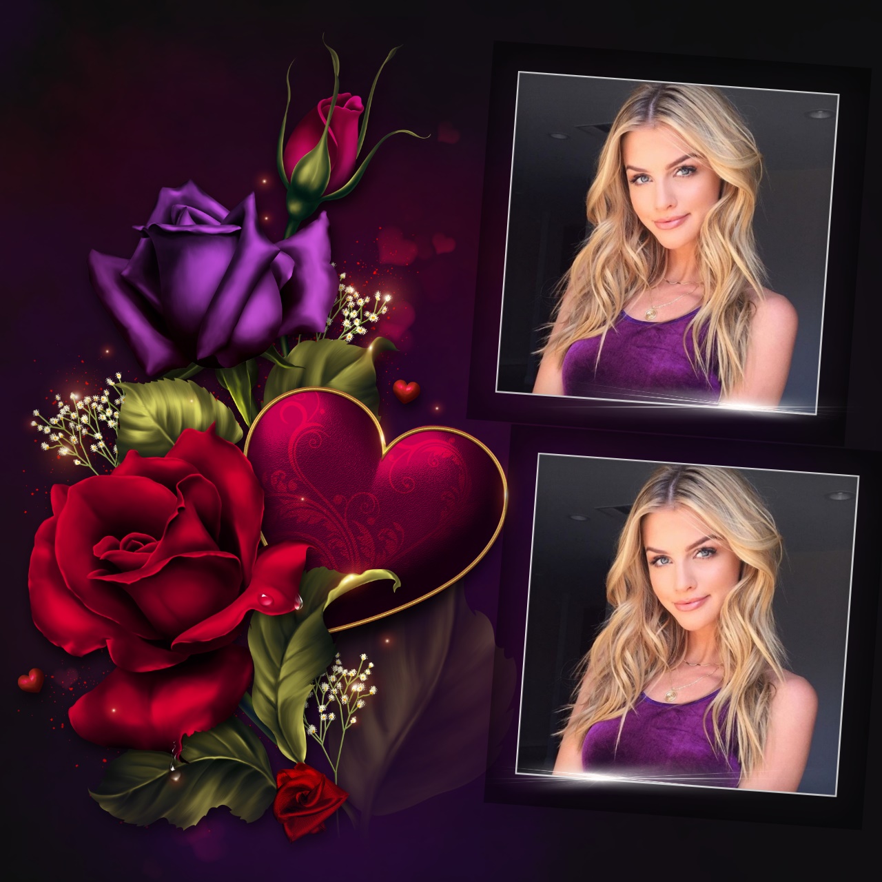 Elizabeth's FLORAL MIX & MATCH 💐 5/5 - Red Rose Purple Rose Twin Frames ...