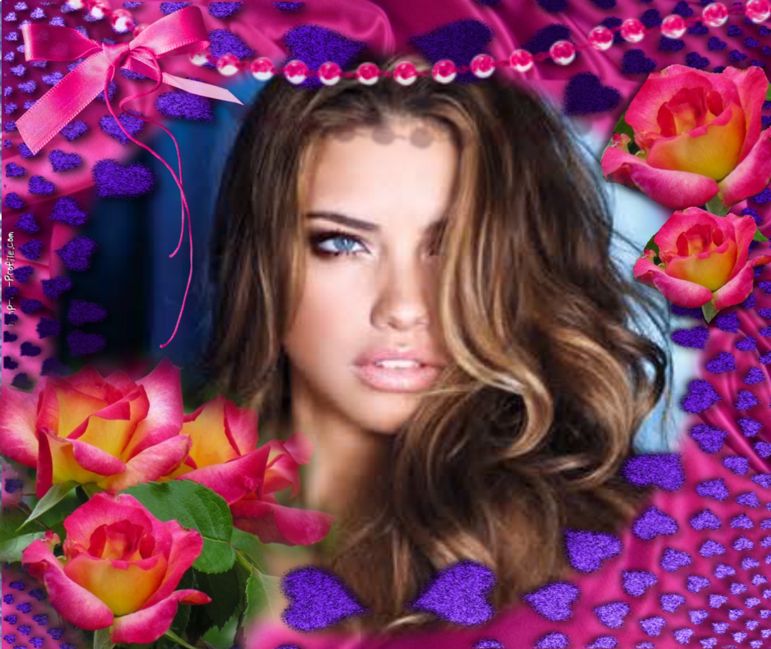 marialedesma1958's Girly Girl Frames - 2013 August - 2013 September - Blue Hearts Frame & Pink ...