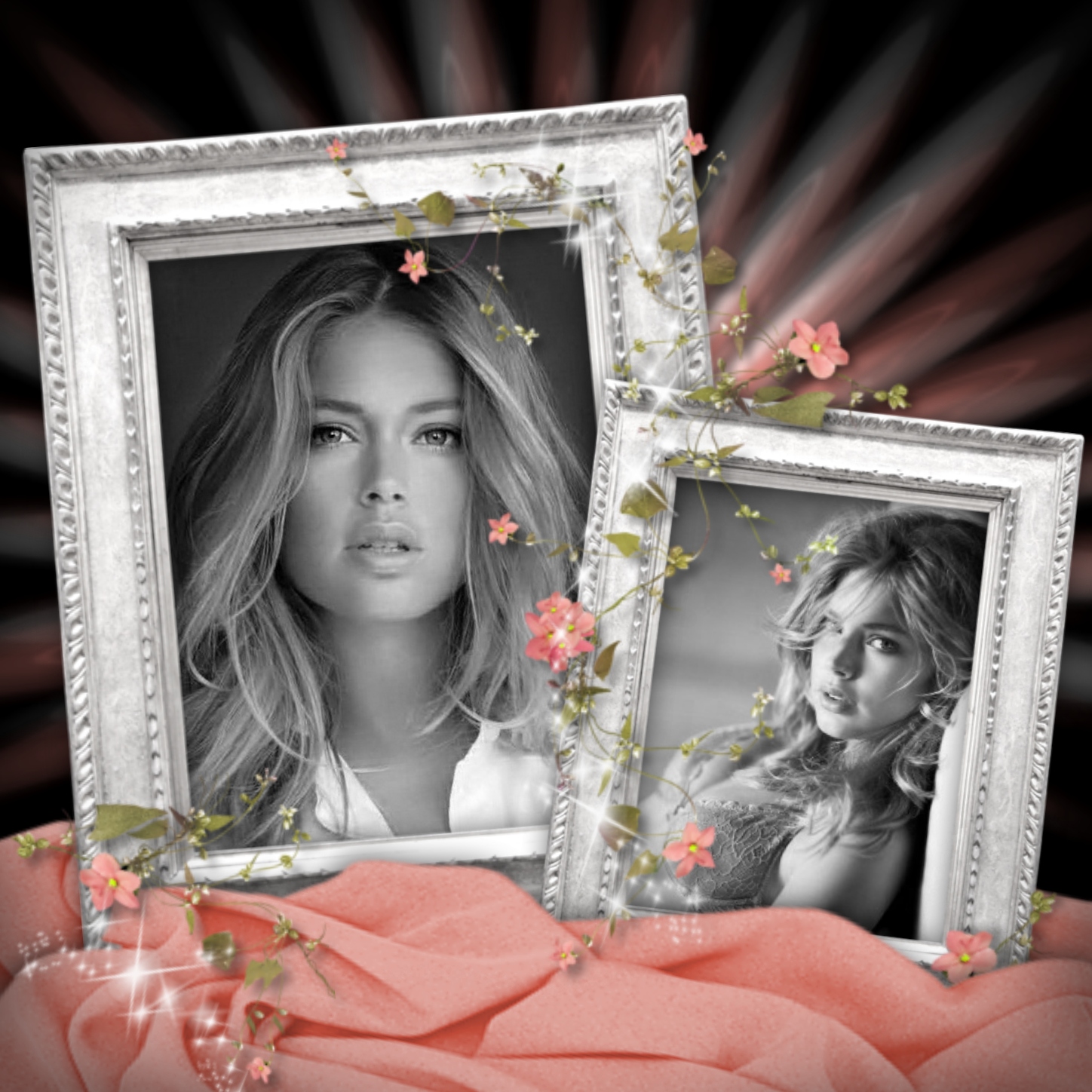 Jezebel64's Black&White with a touch of color - 2 Silver Frames Jezebel64 me - 2 Silver Frames ...