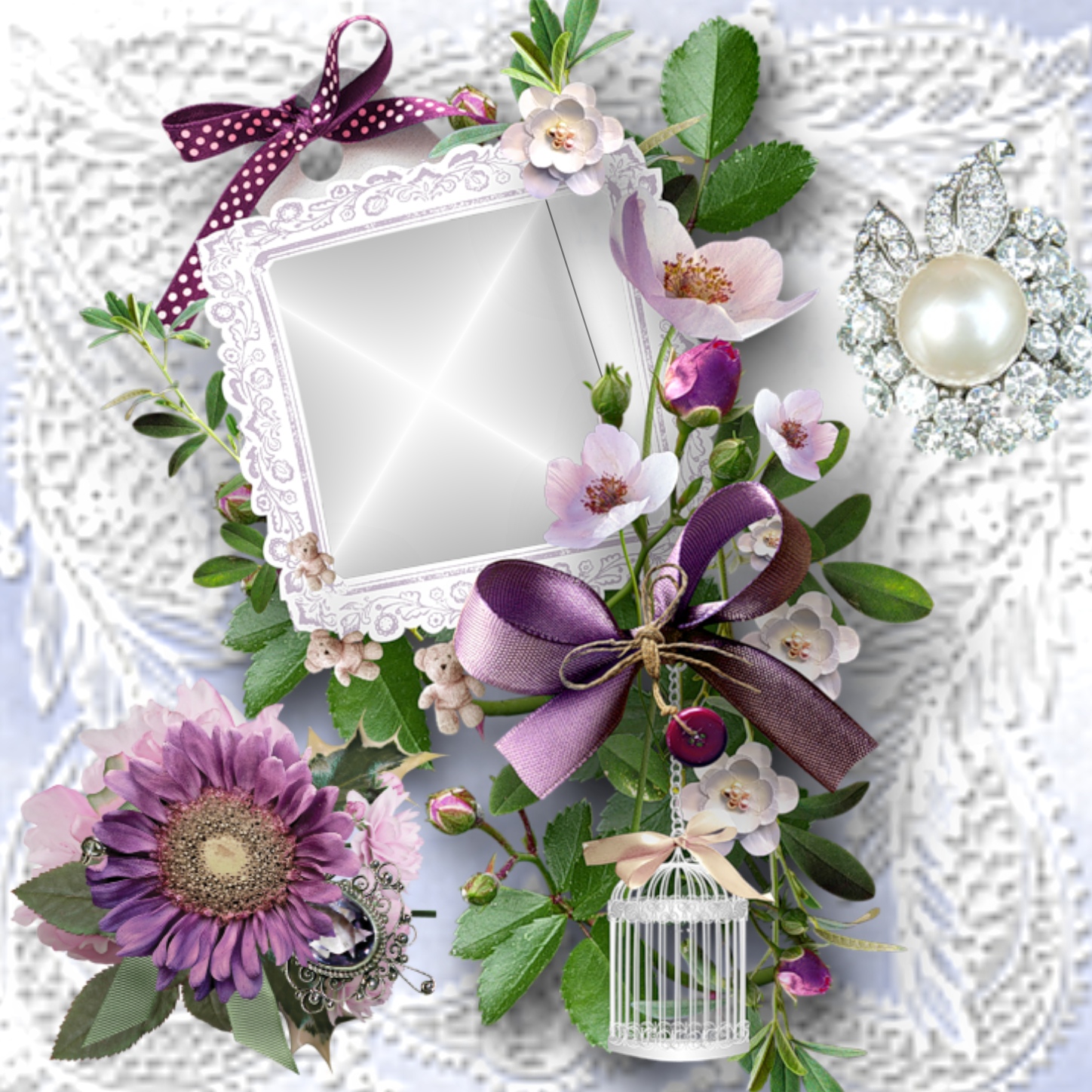 Emily50's Other Photo Album Frames - White - Purple floral frame Ghy01 ...