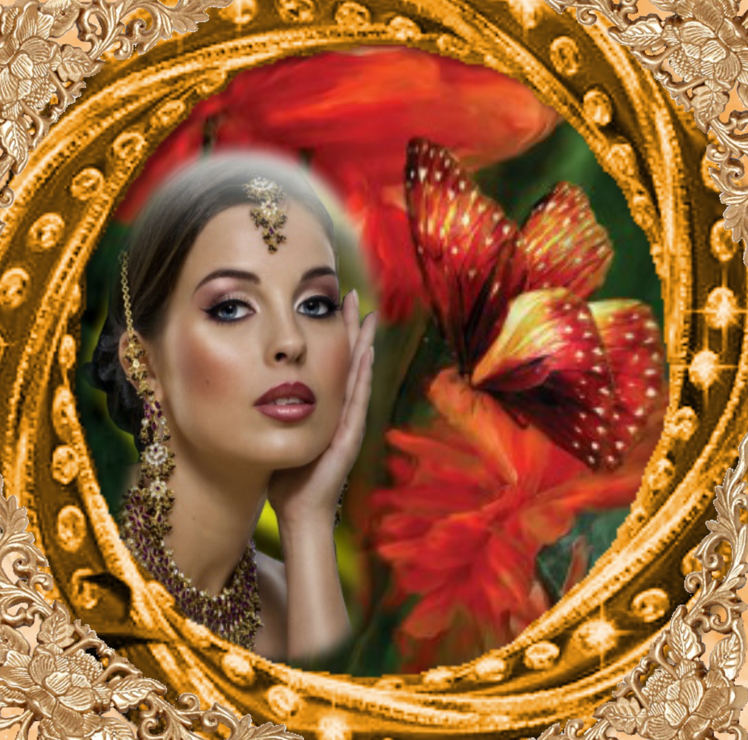 marialedesma1958's Girly Girl Frames - 2012 July - Gold round frame w ...