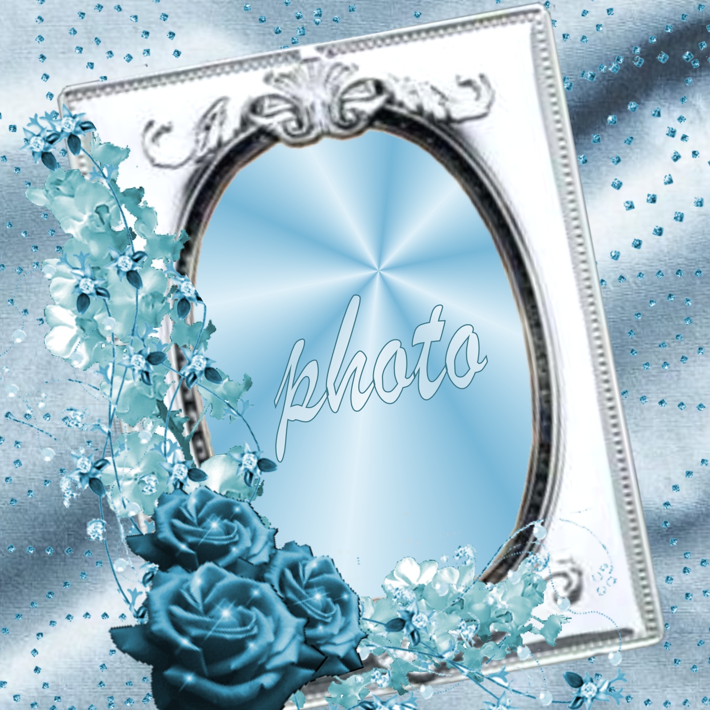 marycarmenkim's Picture Frames - 2009 May - Silver frame w/blue roses ...