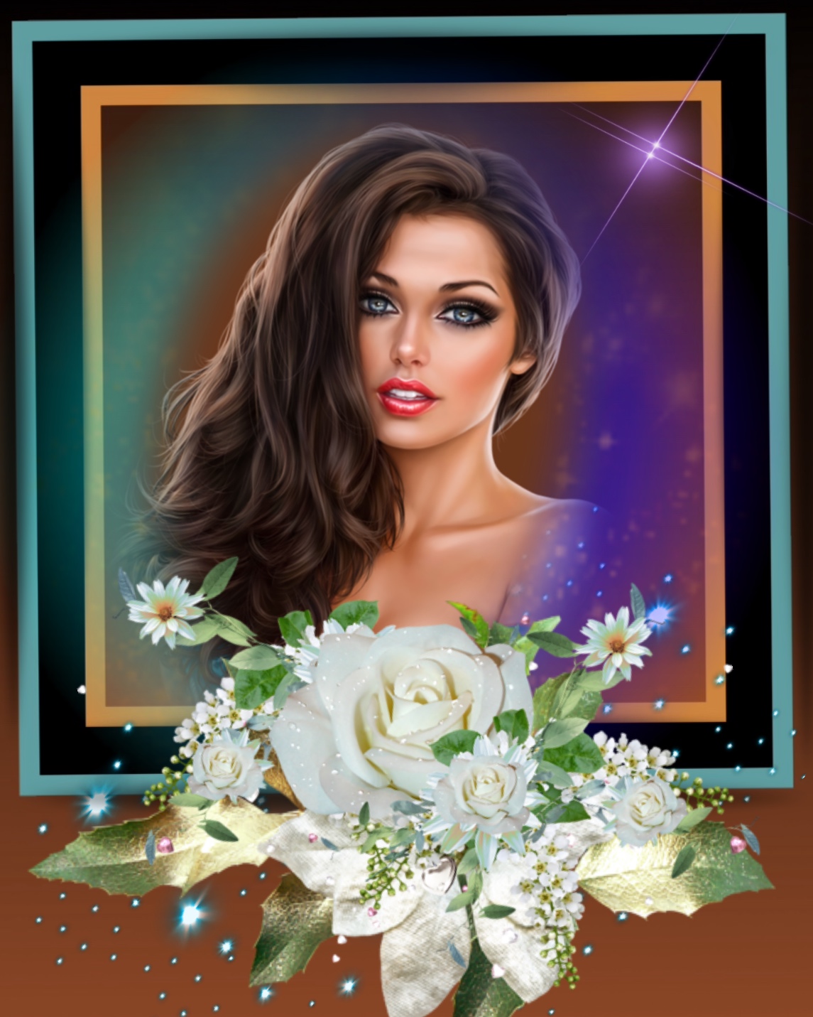 Wienie Coppen's Love romance - frame portrait whiteroses - frame ...