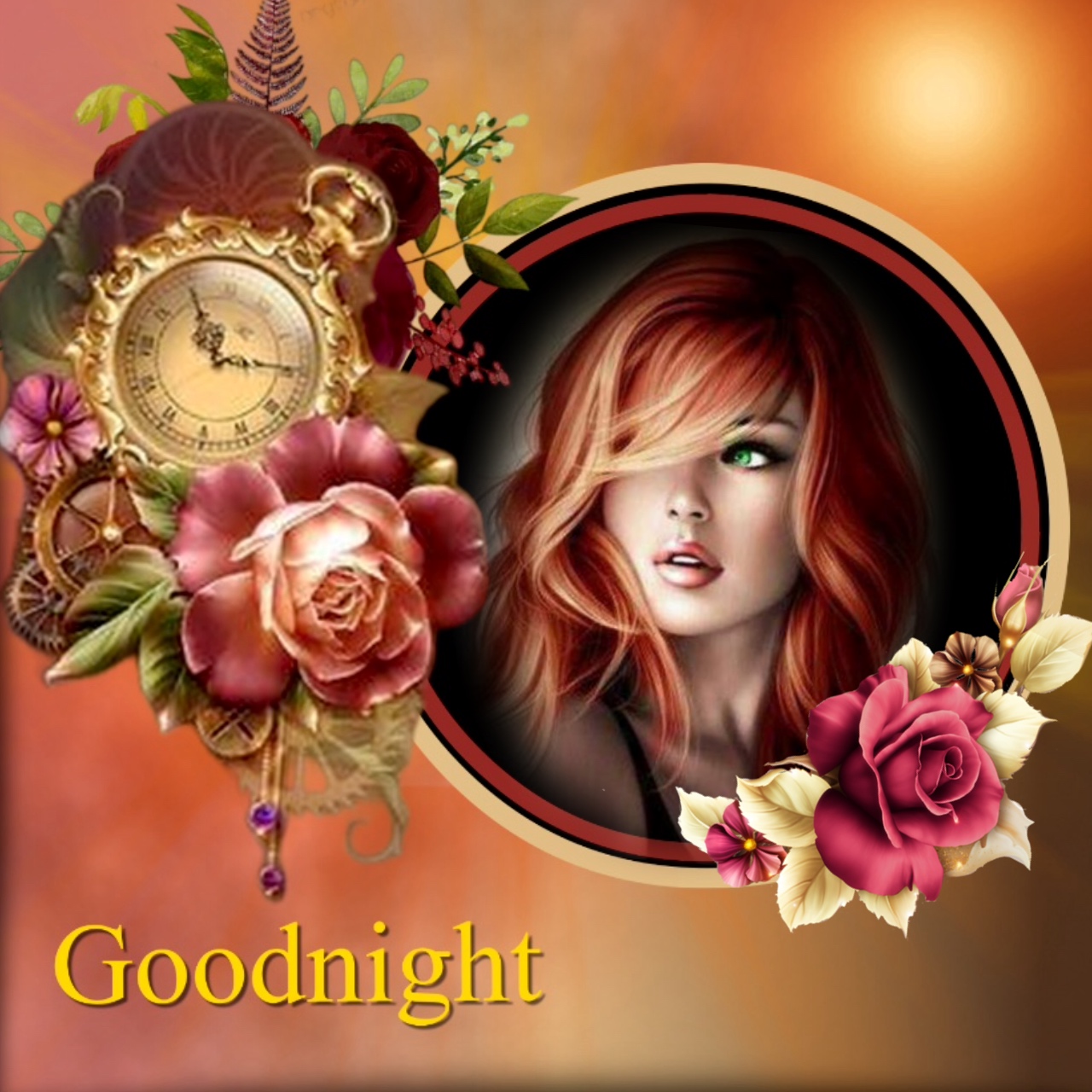 Wienie Coppen's Flowers,Goodnight,Sunset - clock flowers goodnight ...