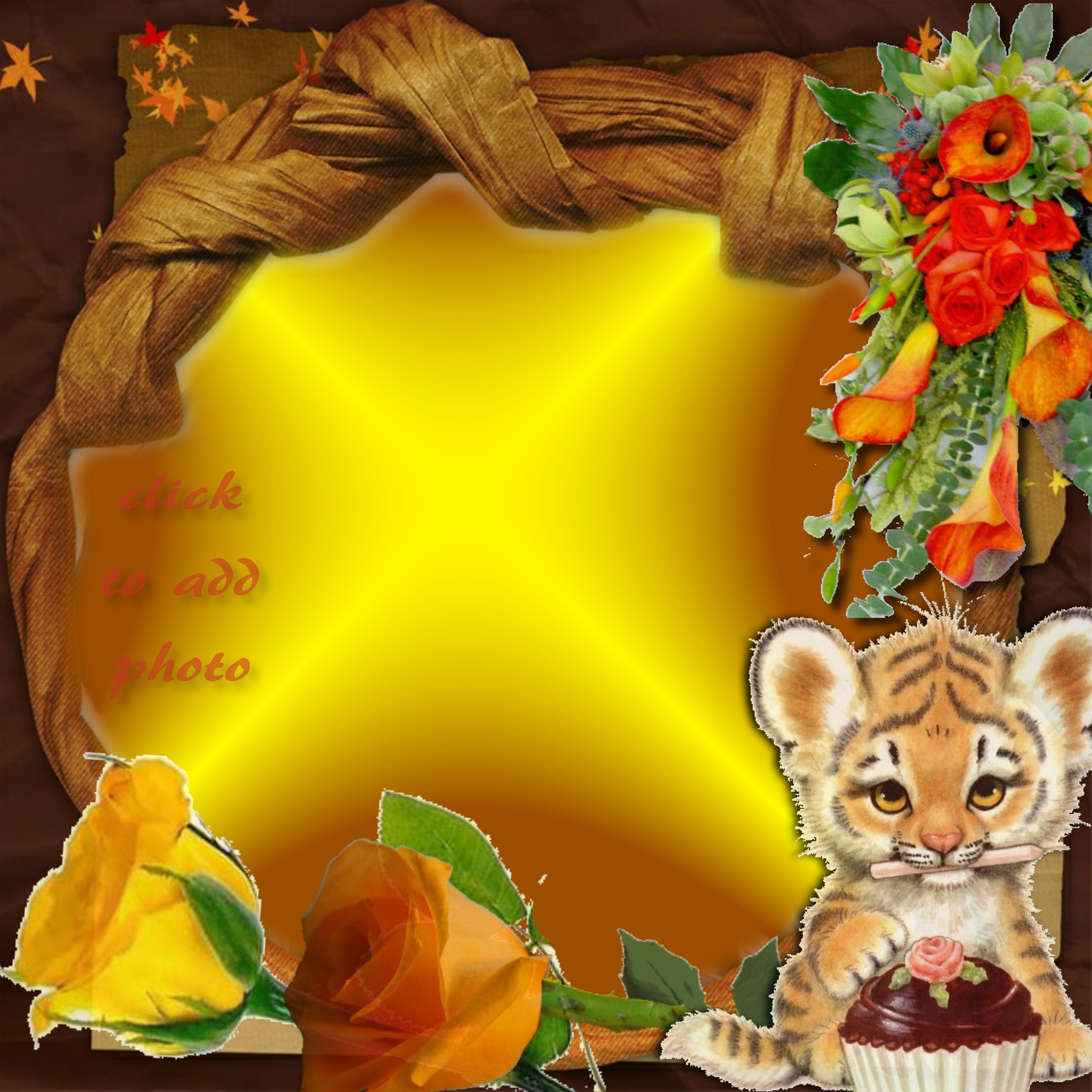 marialedesma1958's Picture Frames - 2011 November - Brown Paper Frame Wt Roses Tiger Move ...