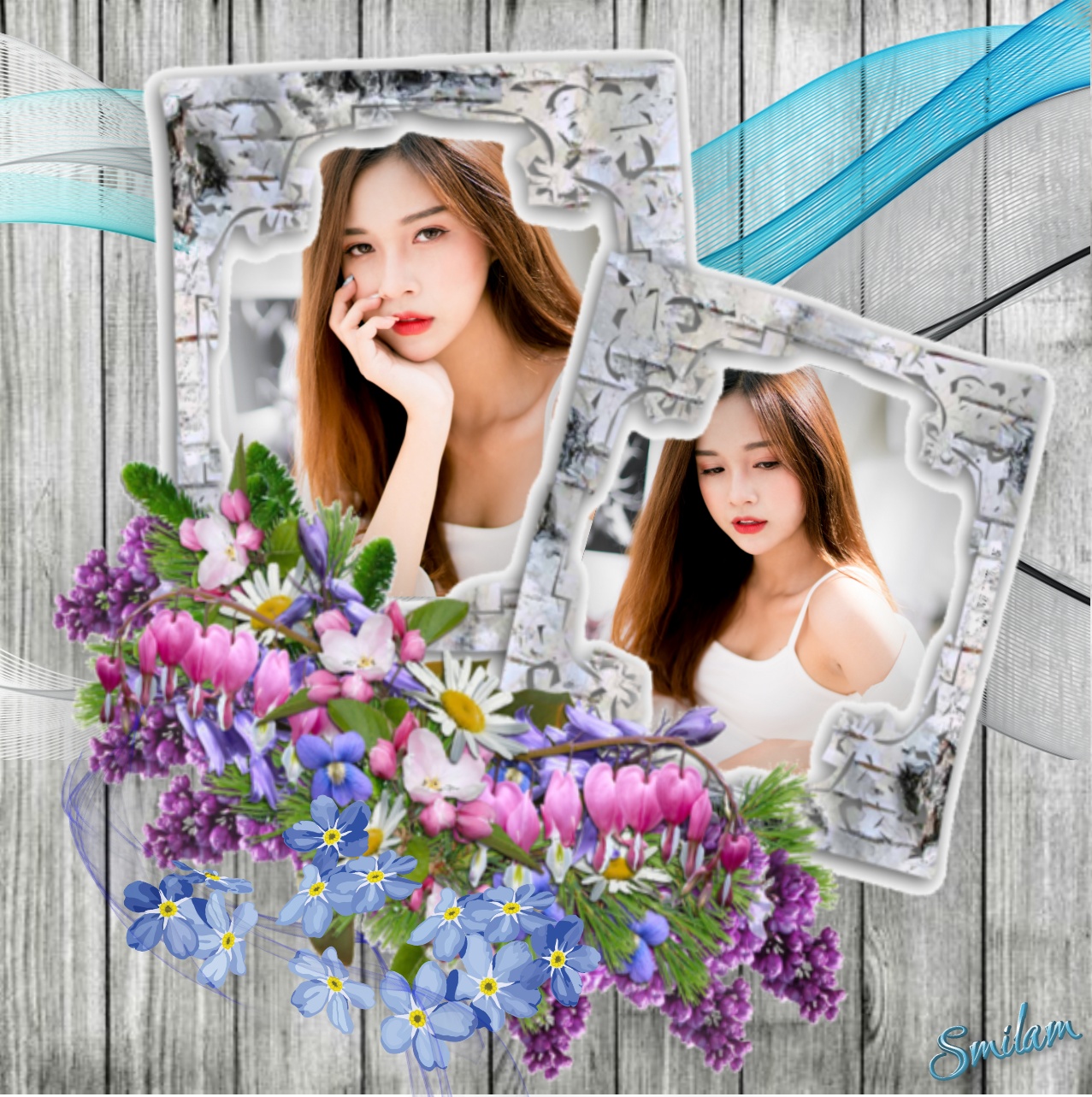 smilam's Kimi Frames - Kimi Frames - Double Frame with Spring flowers ...