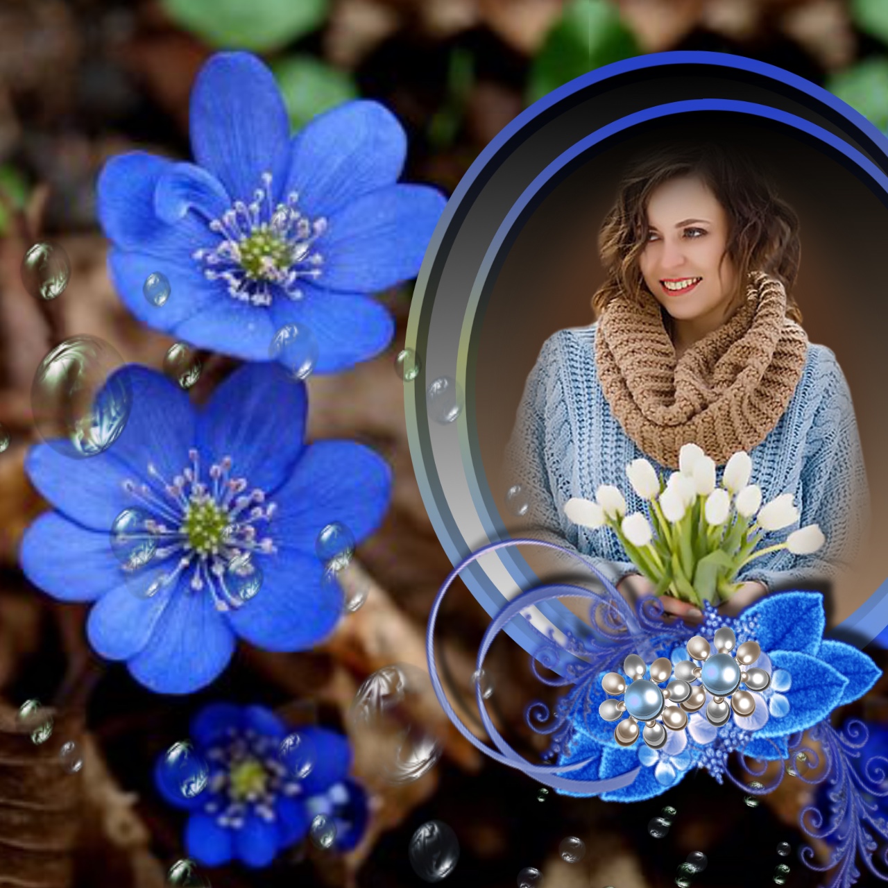 Wienie Coppen's Love romance - bubbles blue flowers - bubbles blue flowers