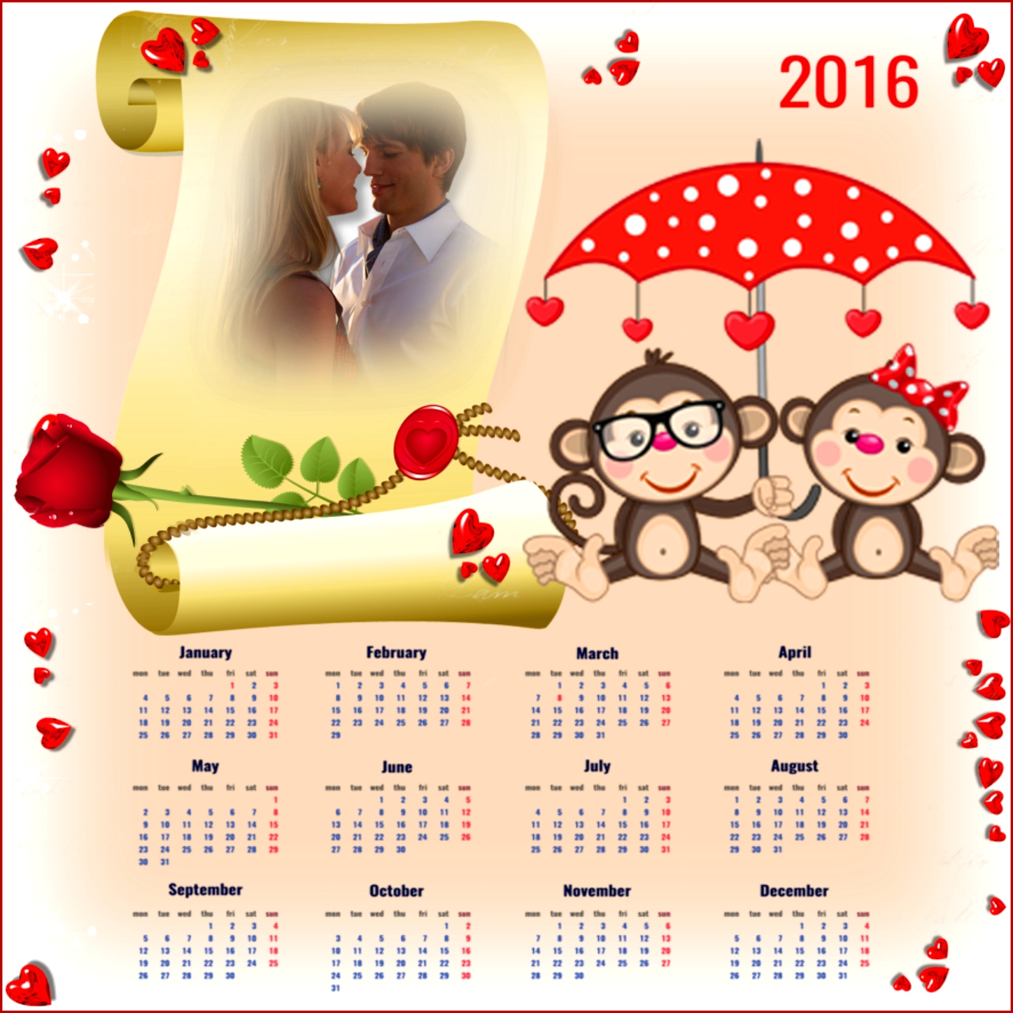 Dianylihka's Calendar Frames - 2015 December - Calendar 2016 Thank you ...