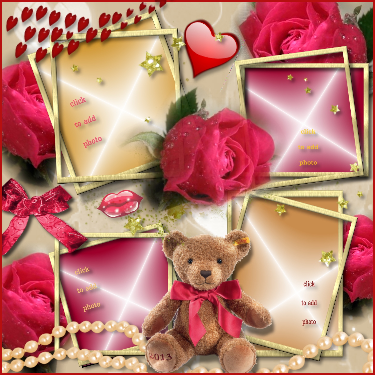 marialedesma1958's Girly Girl Frames - 2013 July - Red roses and gold ...