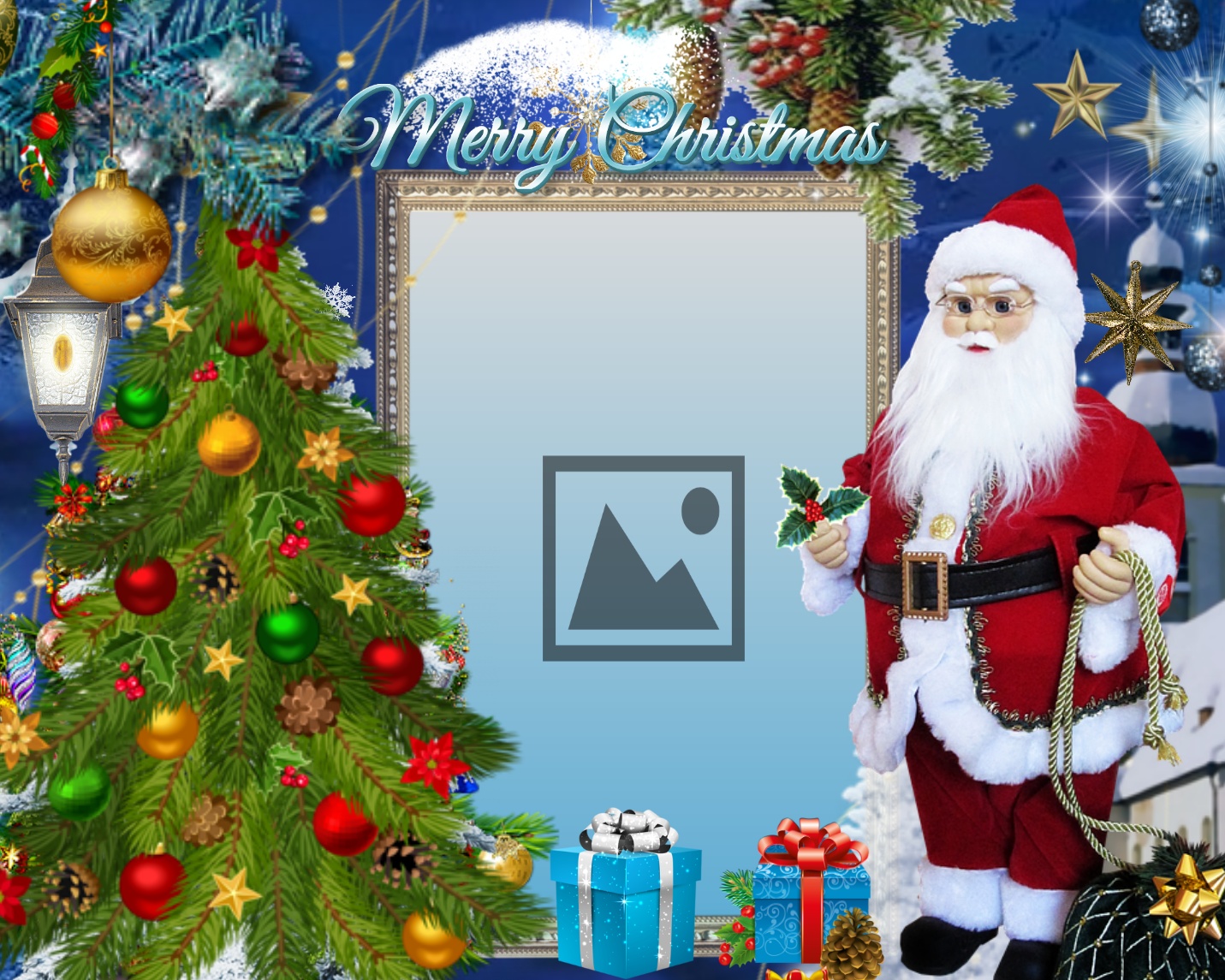 Emily50's Christmas Frame - santa christmas christmas Lights - santa ...