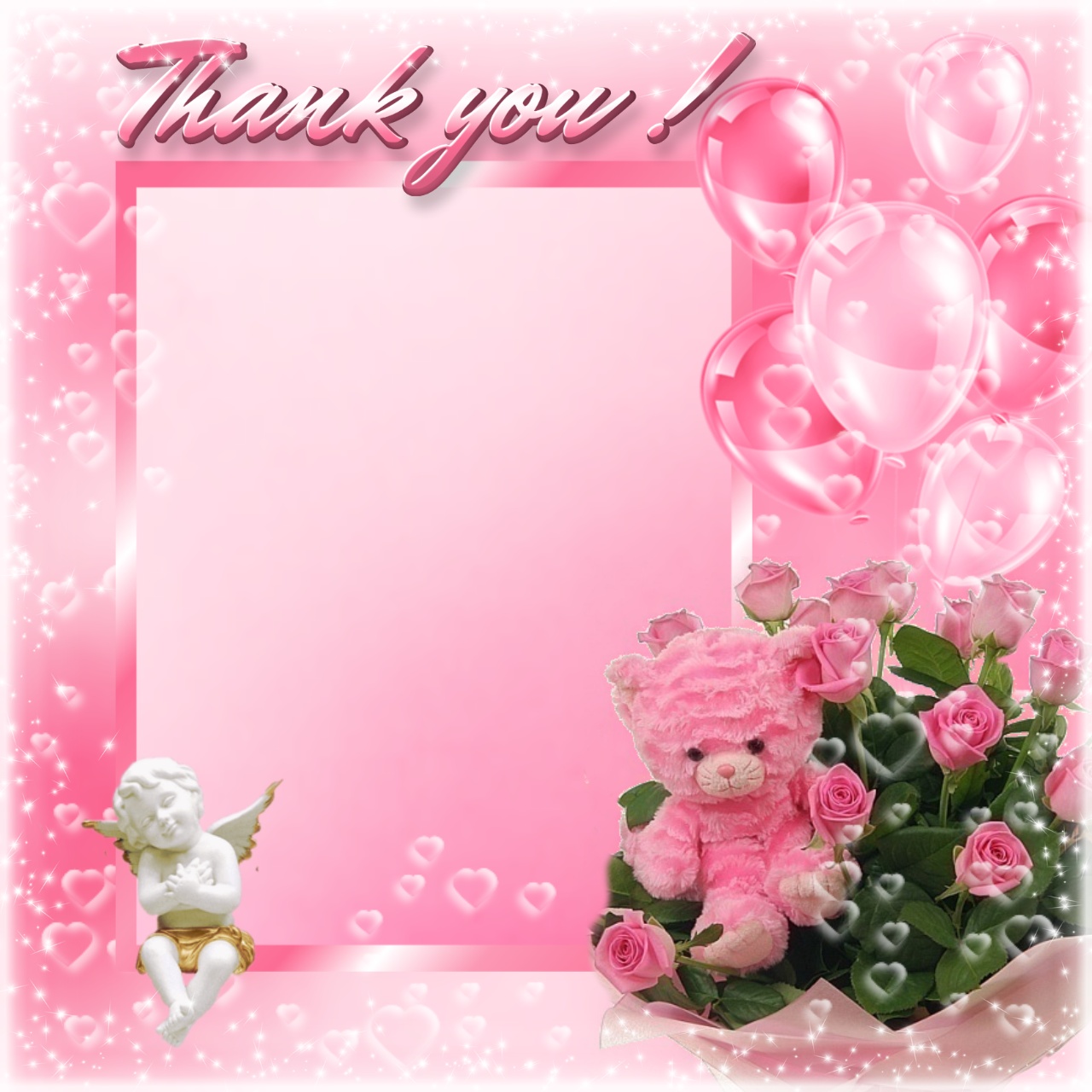 Sinnlich's Thank You Frames - Thanks gold Angel - Pink Teddy , Angel Sinnlich Thankyou Birthdays ...
