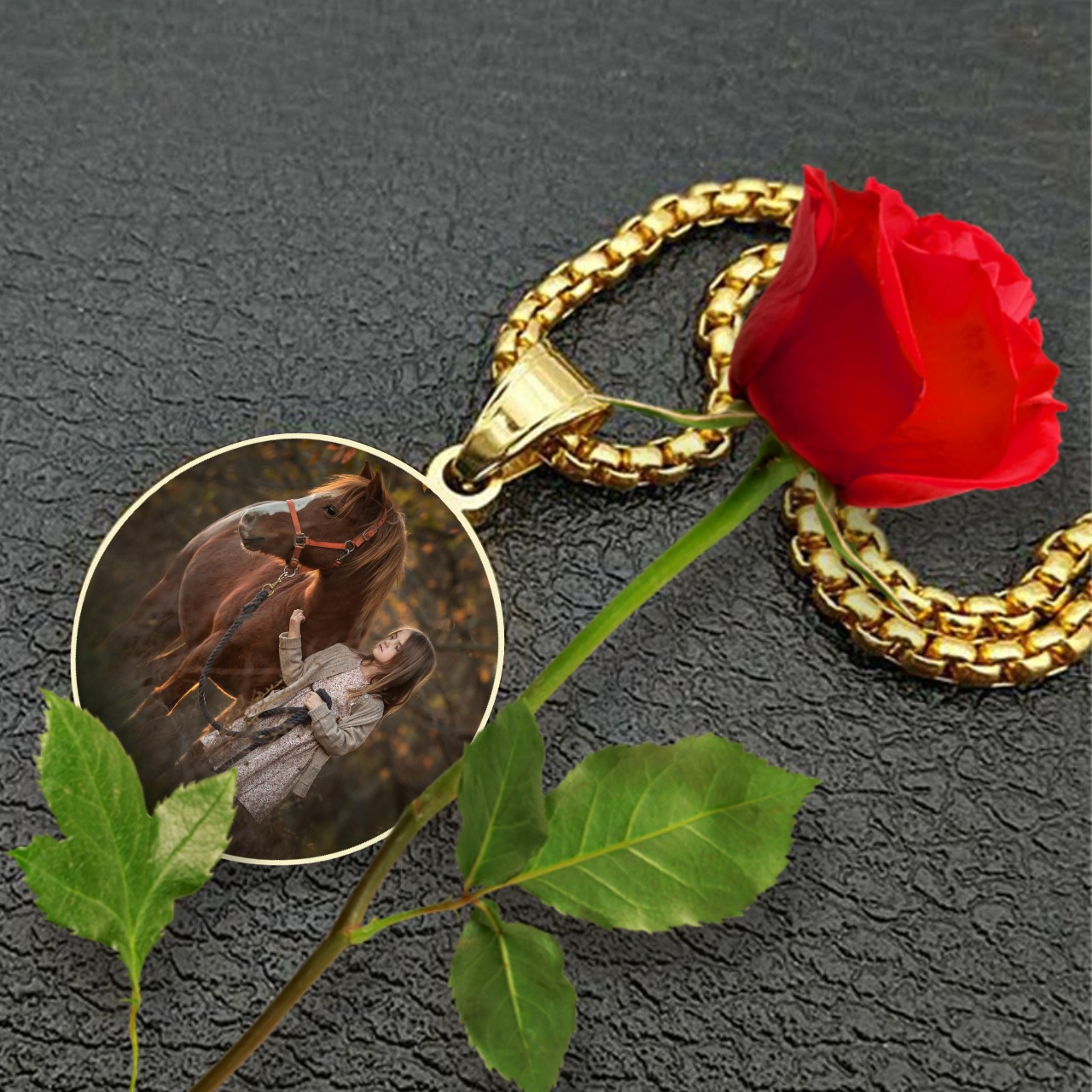 Jezebel64s For Her 💄 Necklace Portrait Red Rose Jezebel64 Necklace