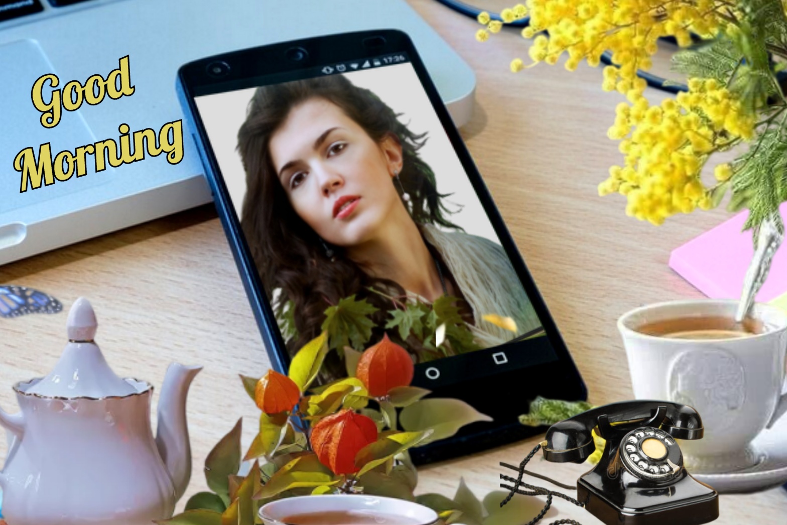 Emily50's Good Morning and Good Evening Frames - Good Morning Coffee TeaPhoneFlowersHave A Nice ...