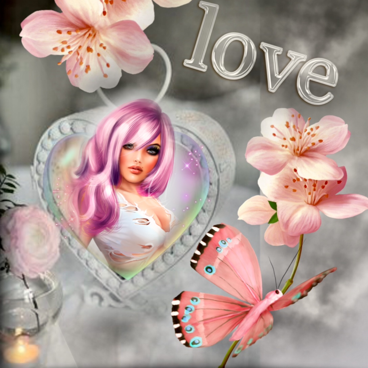 Wienie Coppen's Couple,Lovehearts,Romance - butterfly flowers love ...