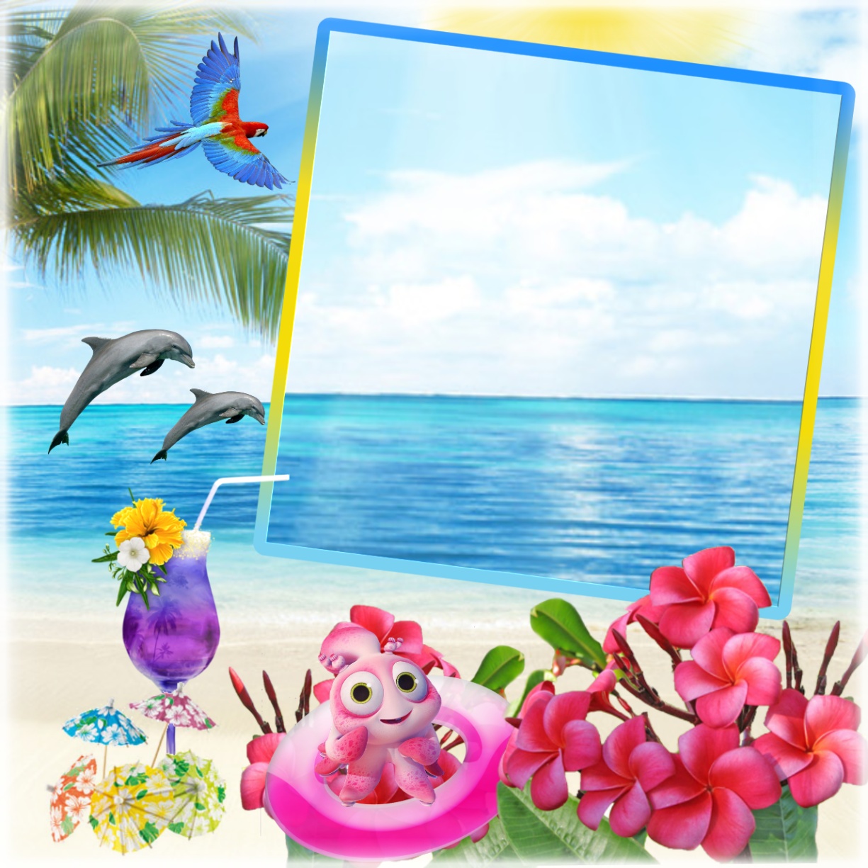 Sinnlich's Summer Frames - Monats Frame - Summer Dolphin Fun , 1 Frame ...