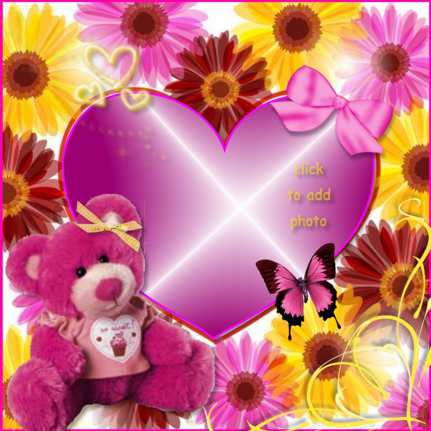 marialedesma1958's Girly Girl Frames - 2013 July - Pink heart yellow ...