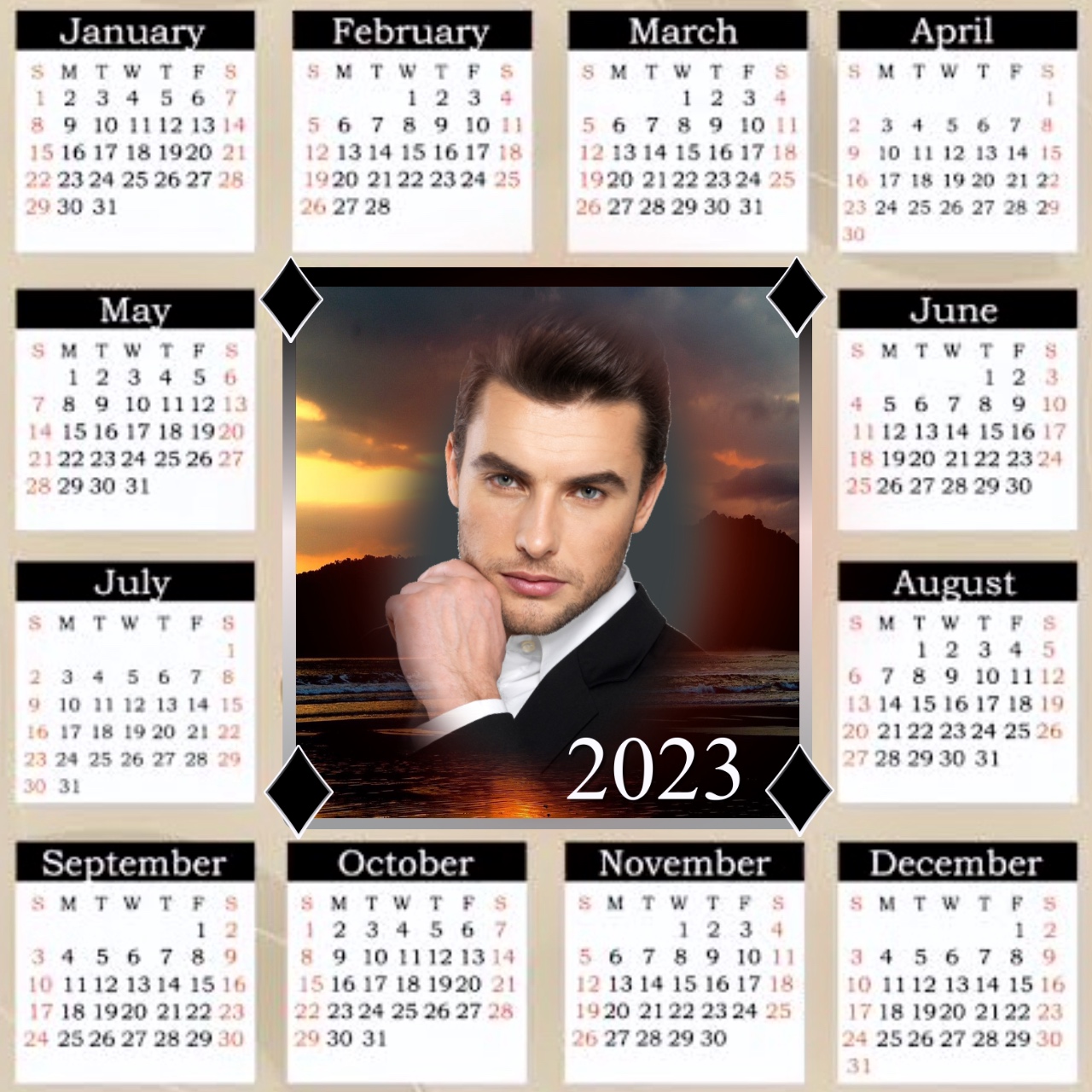 Wienie Coppen's 2023,Calendar,Happy New Year - 2023 calendar male ...