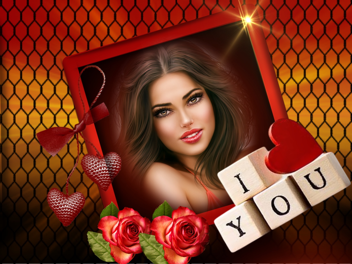 Wienie Coppen's Couple,Lovehearts,Romance - frame iloveyou roses - frame iloveyou roses