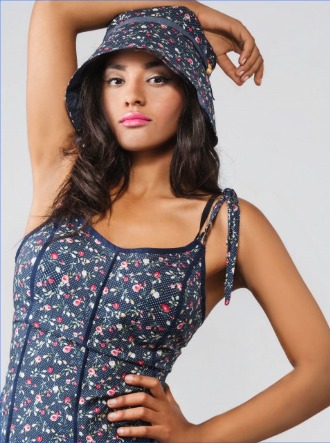 MIRONNA's Face Cut-Out Frames - 2016 July - Dress and hat with flowers ...