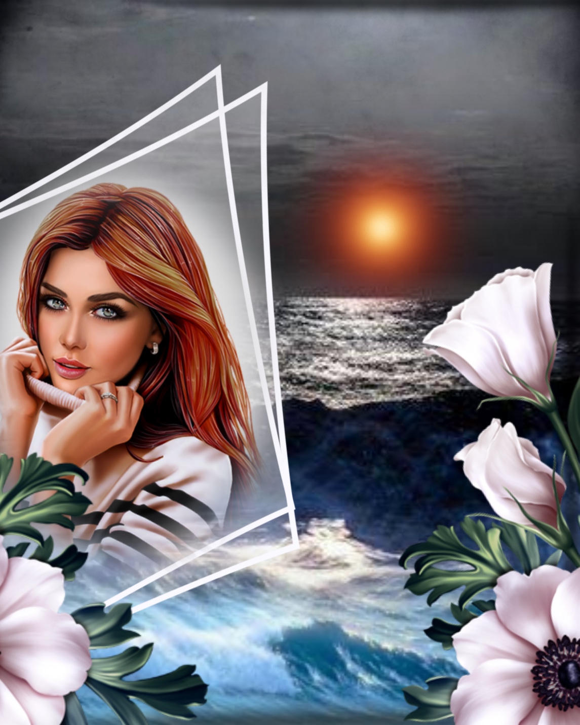 Wienie Coppen's Love romance - frame flowers sunset - frame flowers sunset