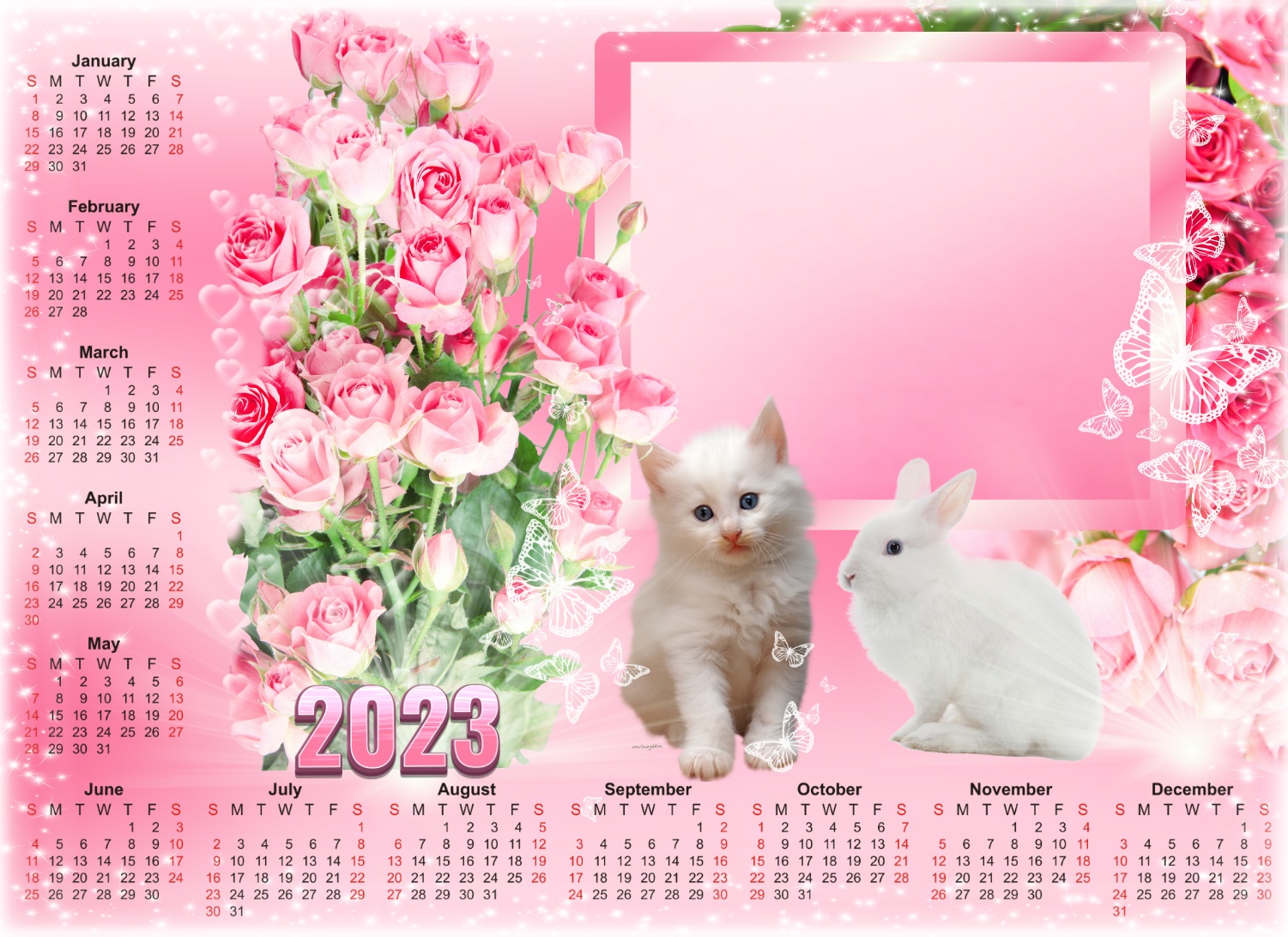 Sinnlich's Calendar Frames - 2023 - 2023 - Bunny 2023 Pink Sinnlich ...