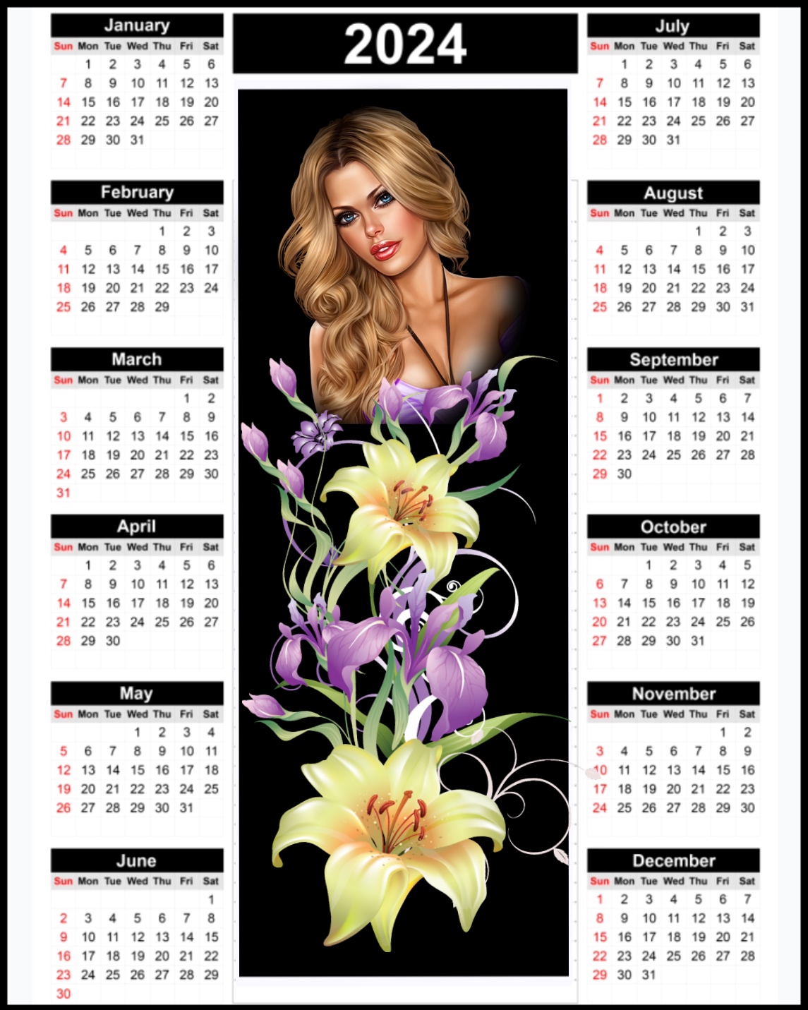 Wienie Coppen's 2024,Calendars,months - 2024 calendar flowers - 2024 ...