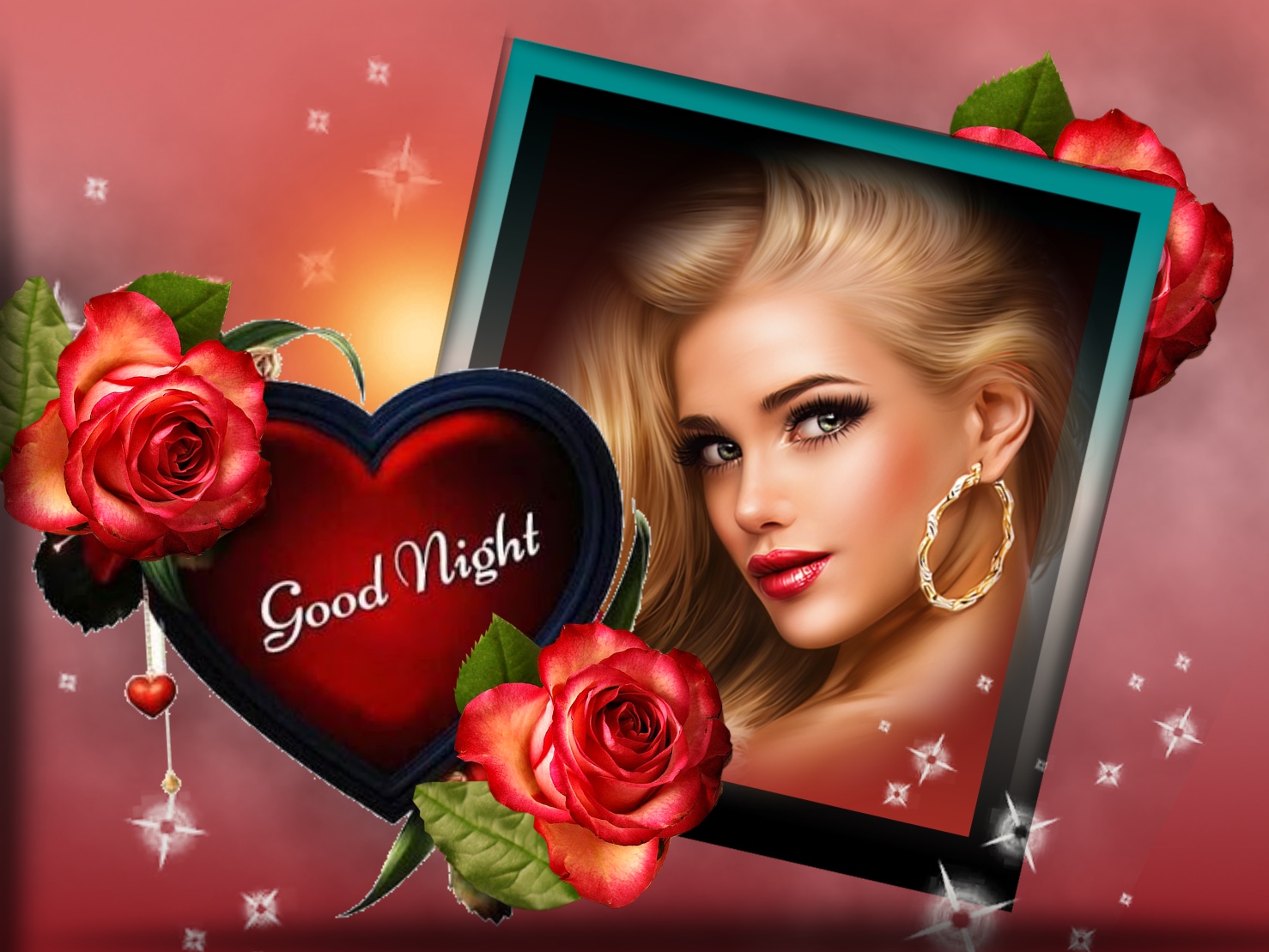Wienie Coppen's Love,lovehearts,Roses - frame goodnight loveheart ...