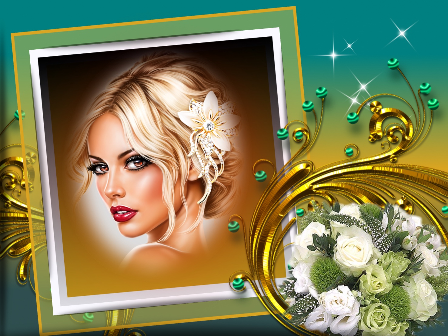 Wienie Coppen's Love romance - frame portrait whiteroses - frame ...